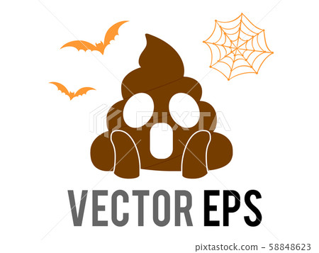 Halloween brown scary shit face flat icon with... - Stock Illustration ...