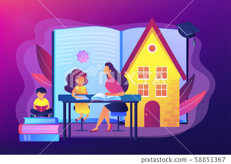 Home schooling concept vector illustration. - Stock Illustration ...