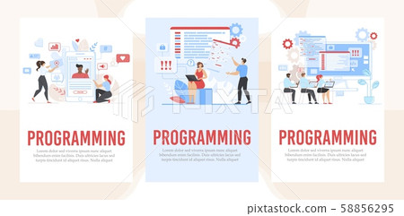 Banner Set Advertising Programming Service Support - Stock Illustration ...