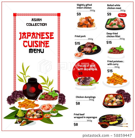 Japanese cuisine, traditional meal menu - Stock Illustration [58859447 ...