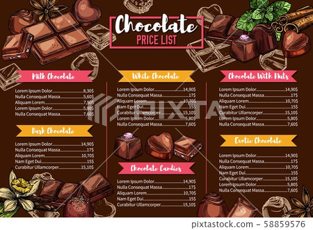 Chocolate menu, sweets and desserts - Stock Illustration [58859576] - PIXTA