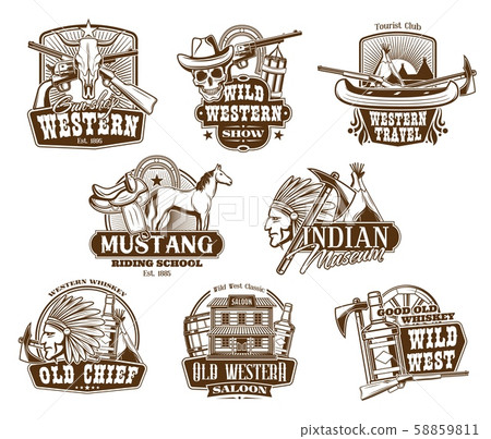Wild West, American Western icons - Stock Illustration [58859811] - PIXTA