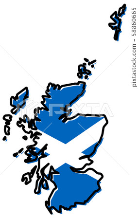 Simplified map of Scotland outline, with slightly - Stock Illustration ...