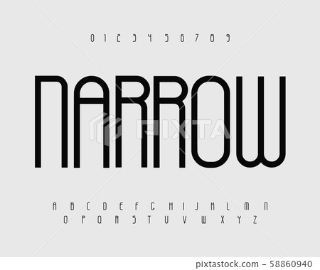 Narrow bold font with thin tall letters - Stock Illustration [58860940 ...
