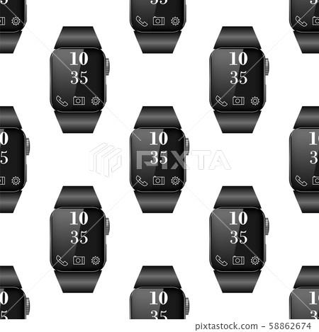 Black Smart Watch Seamless Pattern Isolated on... - Stock Illustration ...