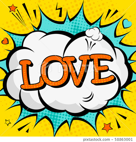 Cartoon comics poster with word Love - Stock Illustration [58863001 ...