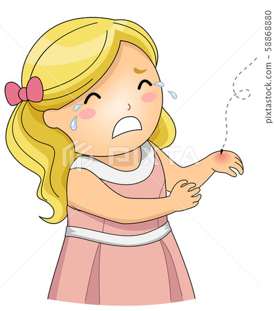 Kid Girl Insect Sting Illustration - Stock Illustration [58868880] - PIXTA