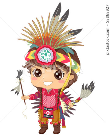 Kid Boy Native American Apache Illustration - Stock Illustration ...