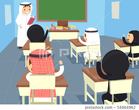 Stickman Kids Students Teacher Classroom - Stock Illustration [58868962 ...
