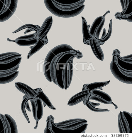 Seamless pattern with hand drawn stylized bananas - Stock Illustration ...
