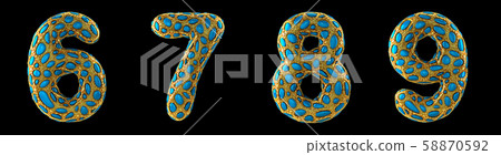 Number set 6, 7, 8, 9 made of realistic 3d... - Stock Illustration ...