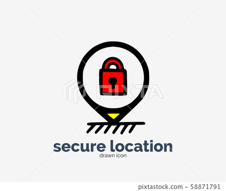 Hand drawn doodle secure location, lock icon... - Stock Illustration ...