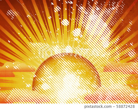 Grunge sun with rays and clouds - Stock Illustration [58872428] - PIXTA