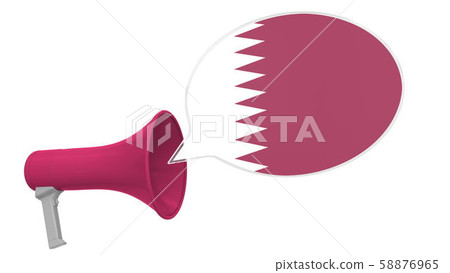 Megaphone and flag of Qatar on the speech... - Stock Illustration ...