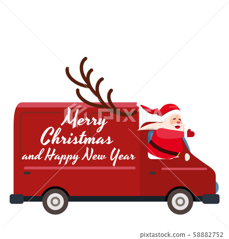 Santa Cartoon Semi Truck Santa Truck Vectors & Illustrations For Free