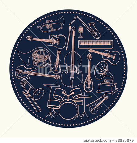 Musical instruments in a circle-04 - Stock Illustration [58883879] - PIXTA