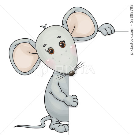 Vector cute, grey mouse cartoon. - Stock Illustration [58888798] - PIXTA