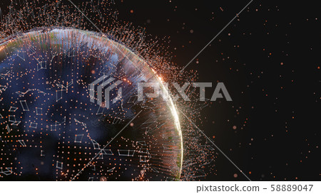 Connection lines and dots around Earth globe - Stock Illustration ...