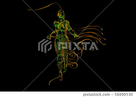 Abstract Flying female figure is wrapped up by... - Stock Illustration ...