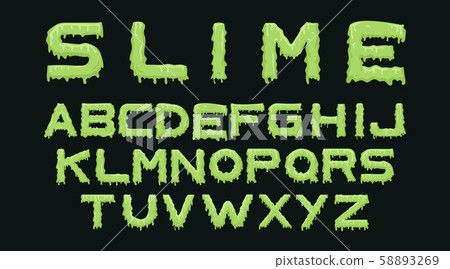 Slime font. Alphabet with green flow drops and goo - Stock Illustration ...