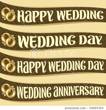 Vector set of ribbons with Wedding wishes - Stock Illustration ...