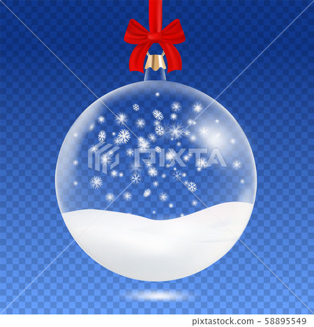 Translucent Christmas bauble on red string. - Stock Illustration ...