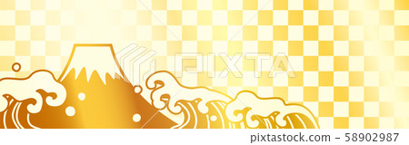 Mount Fuji and Wave Background Web Banner Size... - Stock Illustration ...