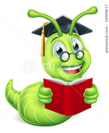 Book Worm Reading Cartoon - Stock Illustration [58909617] - PIXTA