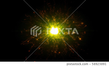 Gold futuristic space particles in bright round...-插圖素材 [58923891 ...