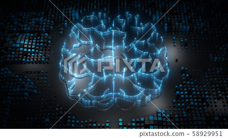 Artificial intelligence (AI) brain, big data flow - Stock Illustration ...