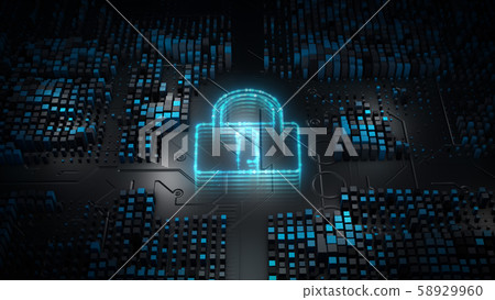 Lock Icon Cyber Security, Digital Data Network-插圖素材 [58929960] - PIXTA圖庫