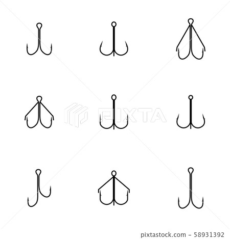Set of different double and triple hooks, vector-插圖素材 [58931392] - PIXTA圖庫