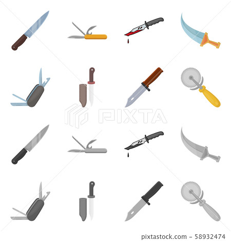Isolated object of knife and cut icon. Set of... - Stock Illustration ...