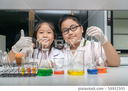 Happy two children making science experiments. - Stock Photo [58932505 ...