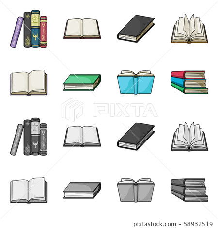 Vector illustration of library and textbook... - Stock Illustration ...