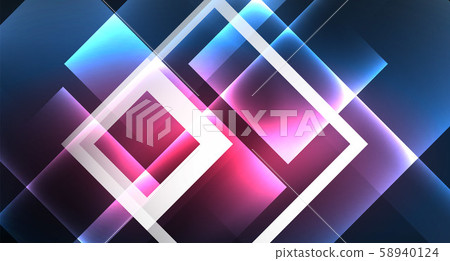 Neon glowing techno square rectangle lines,... - Stock Illustration ...
