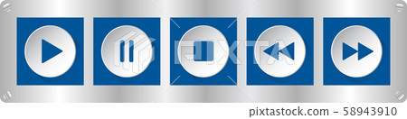 blue, white square music control buttons set - Stock Illustration ...