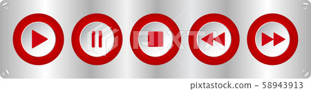 red, white music control buttons with screws - Stock Illustration ...