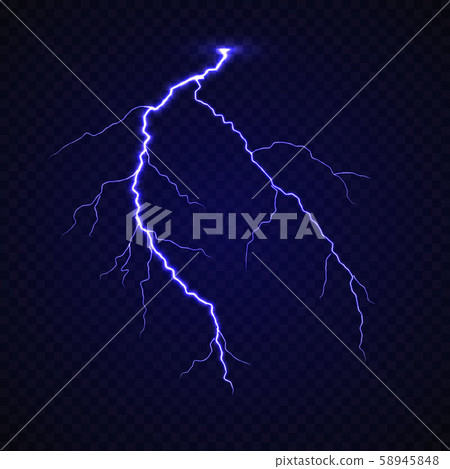 Realistic lightning thunder bold strike - Stock Illustration [58945848 ...
