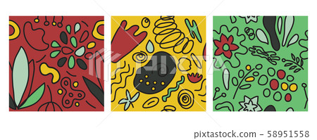 hand drawn natural seamless patterns - Stock Illustration [58951558 ...