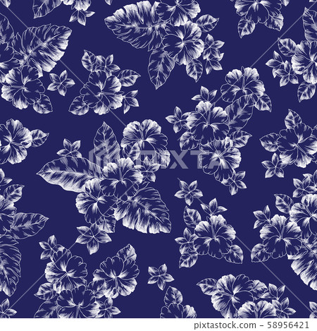 Solid color hibiscus pattern - Stock Illustration [58956421] - PIXTA