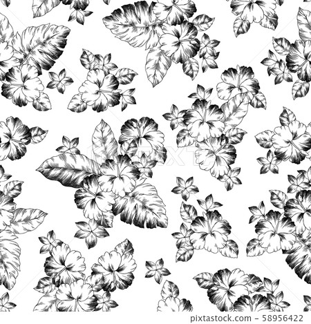 Solid color hibiscus pattern - Stock Illustration [58956422] - PIXTA