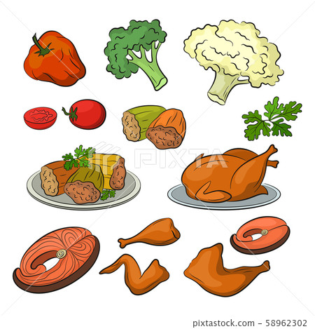 Set of Food Objects - Stock Illustration [58962302] - PIXTA