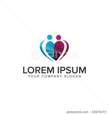 heart people logo design concept template - Stock Illustration ...