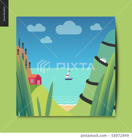 Simple things - sea shore - Stock Illustration [58972849] - PIXTA