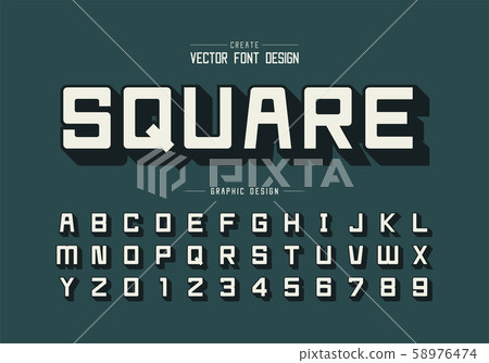 Font and alphabet vector, Square typeface letter - Stock Illustration ...