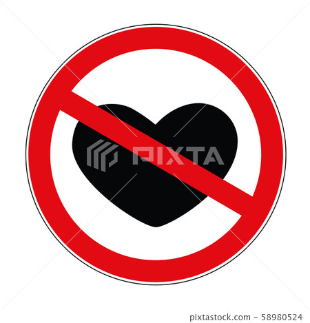heart crossed out prohibited warning sign icon - Stock Illustration ...