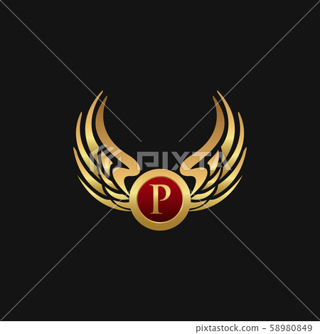 Luxury Letter P Emblem Wings logo design concept - Stock Illustration ...
