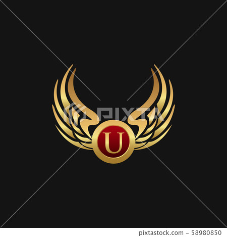 Luxury Letter U Emblem Wings logo design concept - Stock Illustration ...
