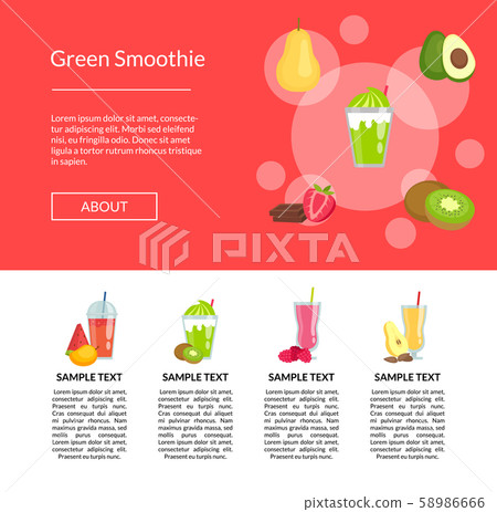 Vector flat smoothie elements landing page... - Stock Illustration ...